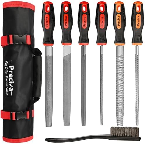 Preciva 7pcs File Set, 4 Metal File and 2 Wood File with Storage Bag ...