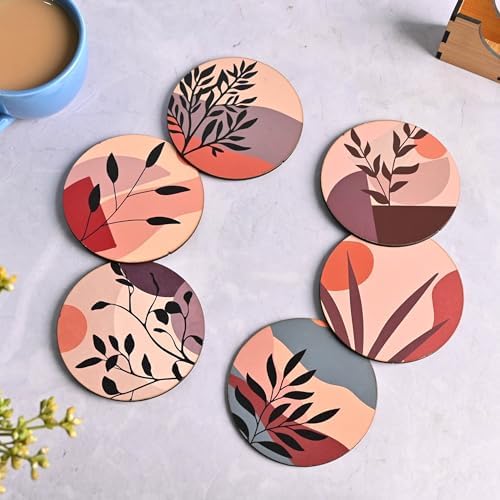GKD Coaster Set of 6 Modern Art Design Wooden Coasters to Serve Tea ...