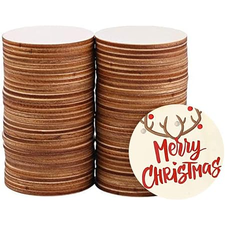 Amazon.com: 30 Pieces 4 Inch Unfinished Round Wood Discs for Crafts ...