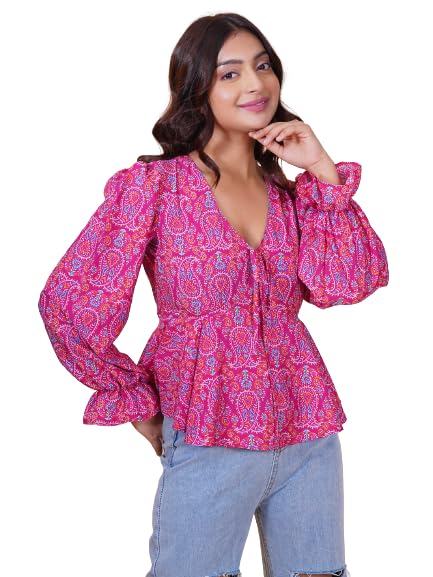 SALVIA SKY Paisley Printed String Top Women Party and Casual Wear ...