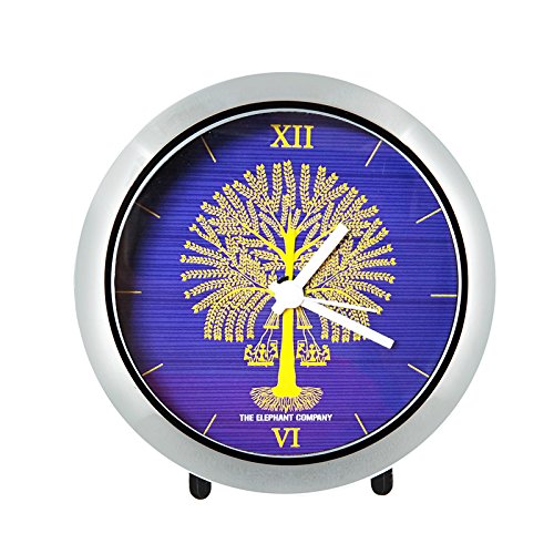 Buy The Elephant Company Blue Tree Warli Analog Chrome Alarm Clock ...