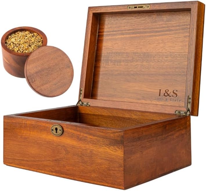 LUSH & STYLE Wood Box, Keepsake Box With Hinged lid and locking key ...