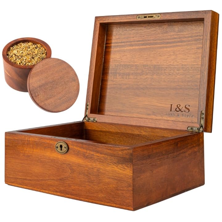 LUSH & STYLE Wood Box, Keepsake Box With Hinged lid and locking key ...