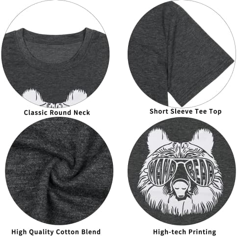 NANYUAYA Mama Bear Shirts Women Mom Life Tops Tees Summer Casual Short ...