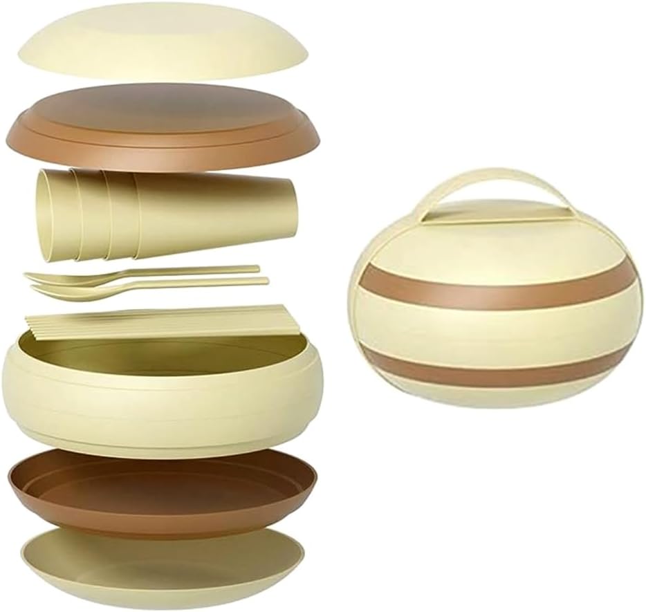 Pderlous Camping Picnic Dishes Set, (17PCS) Portable Plastic Reusable ...