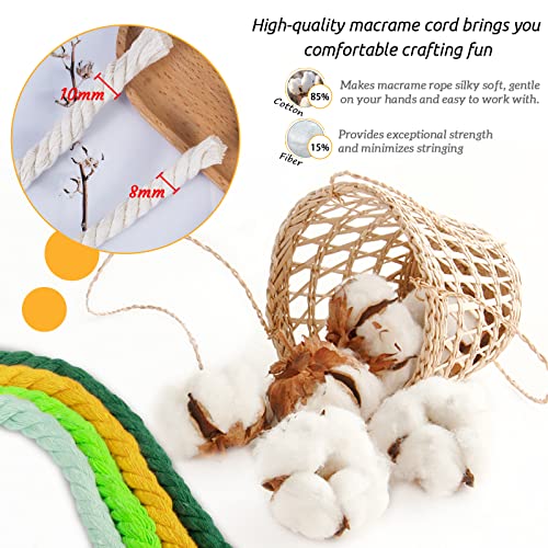 LEREATI 8mm Macrame Cord, 131 Feet Thick Macrame Rope Yarn Natural ...