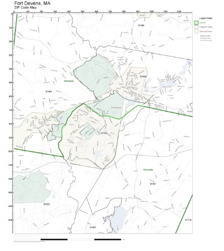 ZIP Code Wall Map of Fort Devens, MA ZIP Code Map Not Laminated: Amazon ...