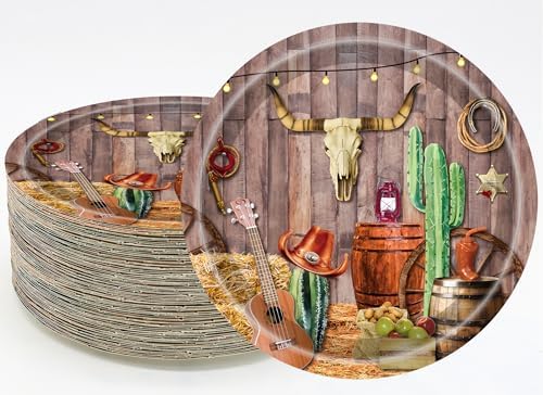 Amazon.com: 24Pcs 9 Inch Cowboy Western Paper Plates Cool Cowboys ...