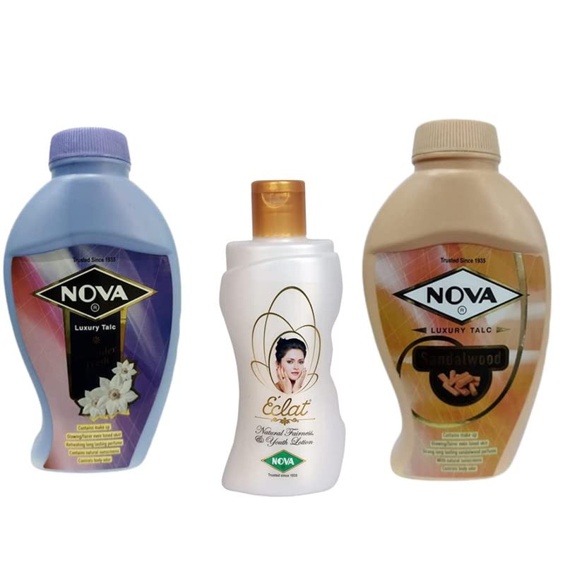 Nova Cream Combo Pack of Luxury Sandalwood Talc + Luxury Lavender Talc ...