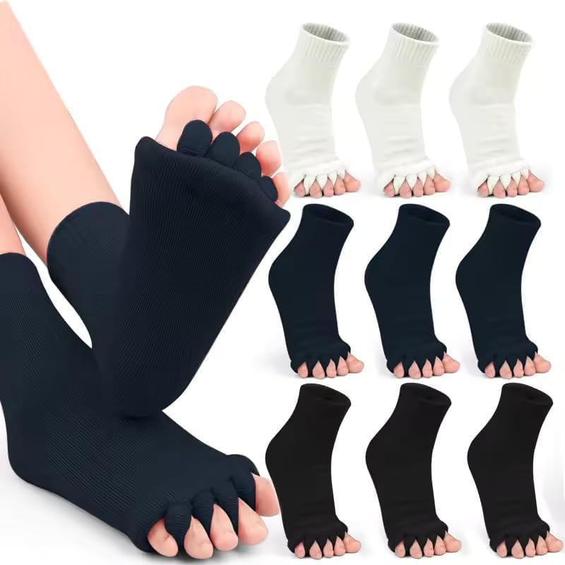 DRIVANTO Foot Alignment Socks Cotton | 5 Toe Separator | For Foot Pain ...