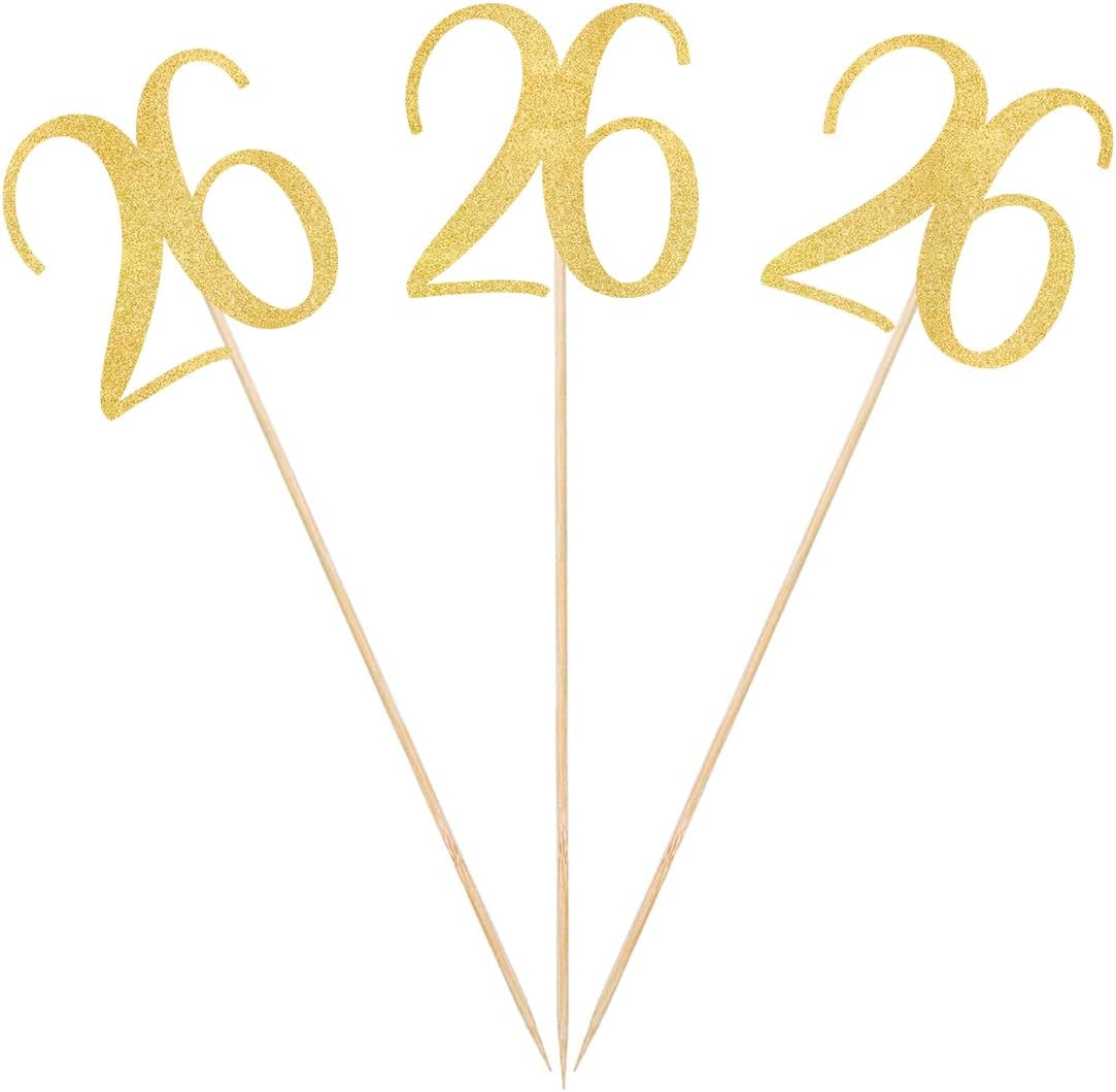 Amazon.com: Gold Glitter 26th Birthday Centerpiece Sticks, 12-Pack ...