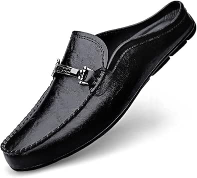 Amazon.com | Abnkarwin Men's Leather Slip-On Loafers, Half Shoes ...