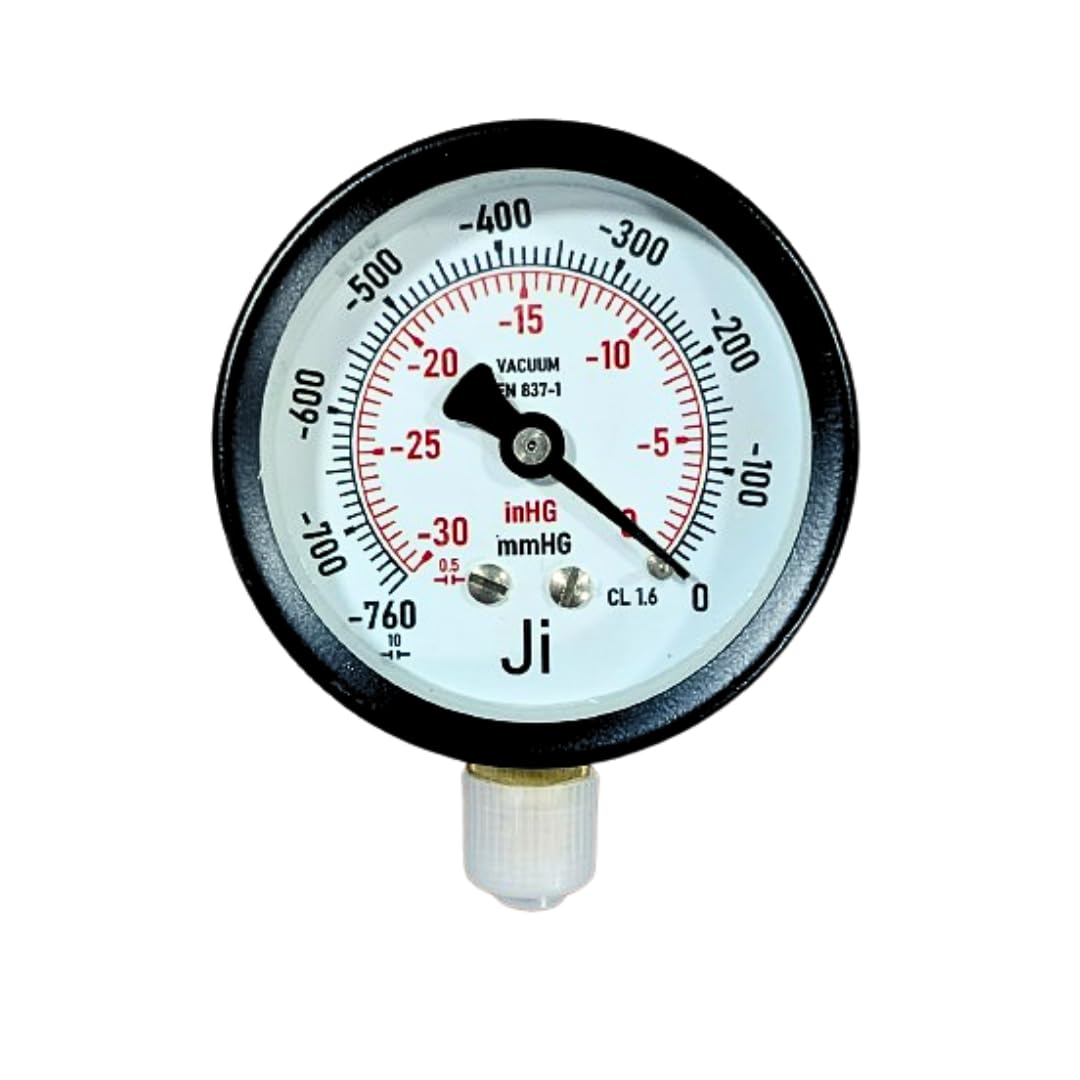 "Ji" Japsin Instrumentation Vacuum Gauge, Dial Size 2 1/2" (63 mm ...