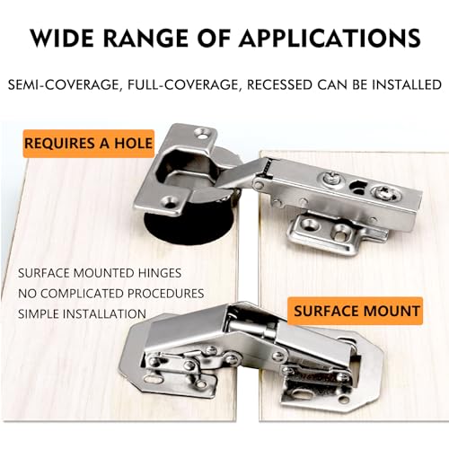 Jiaxitek 4-Inch 90 Degree Hidden Hinges 4-Pack, Surface Mount Cabinet ...