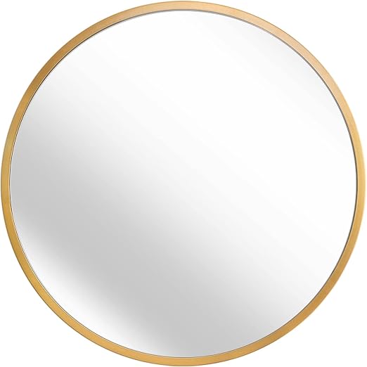 Amazon.com: MOTINI 32" Round Brushed Brass Wall Mirror Stainless Steel ...