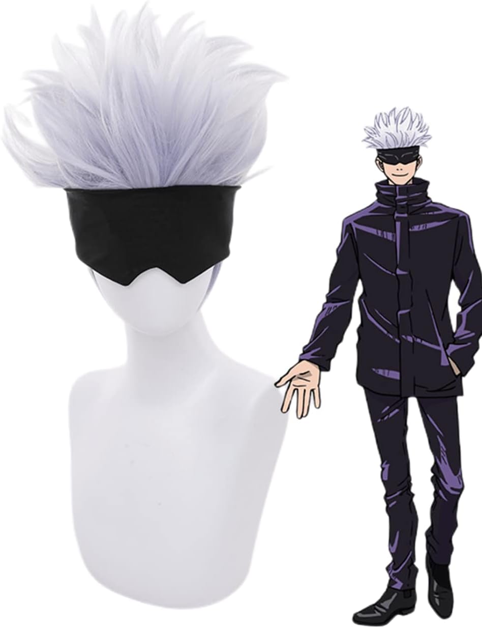 Anime Jujutsu Kaisen Cosplay Wig, Gojo Satoru Wig, Dusty Blue Short ...