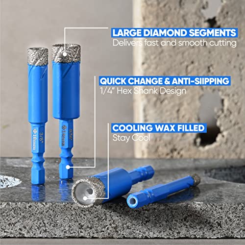 Snapklik.com : Amoolo 1/4(6mm) Dry Diamond Drill Bits Set 5pcs
