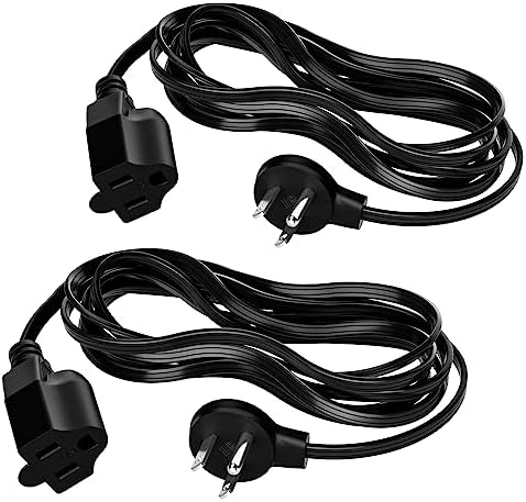 Elecan Flat Plug Extension Cord 2 Ft 2 Pack with Slim Space-Saving Plug ...