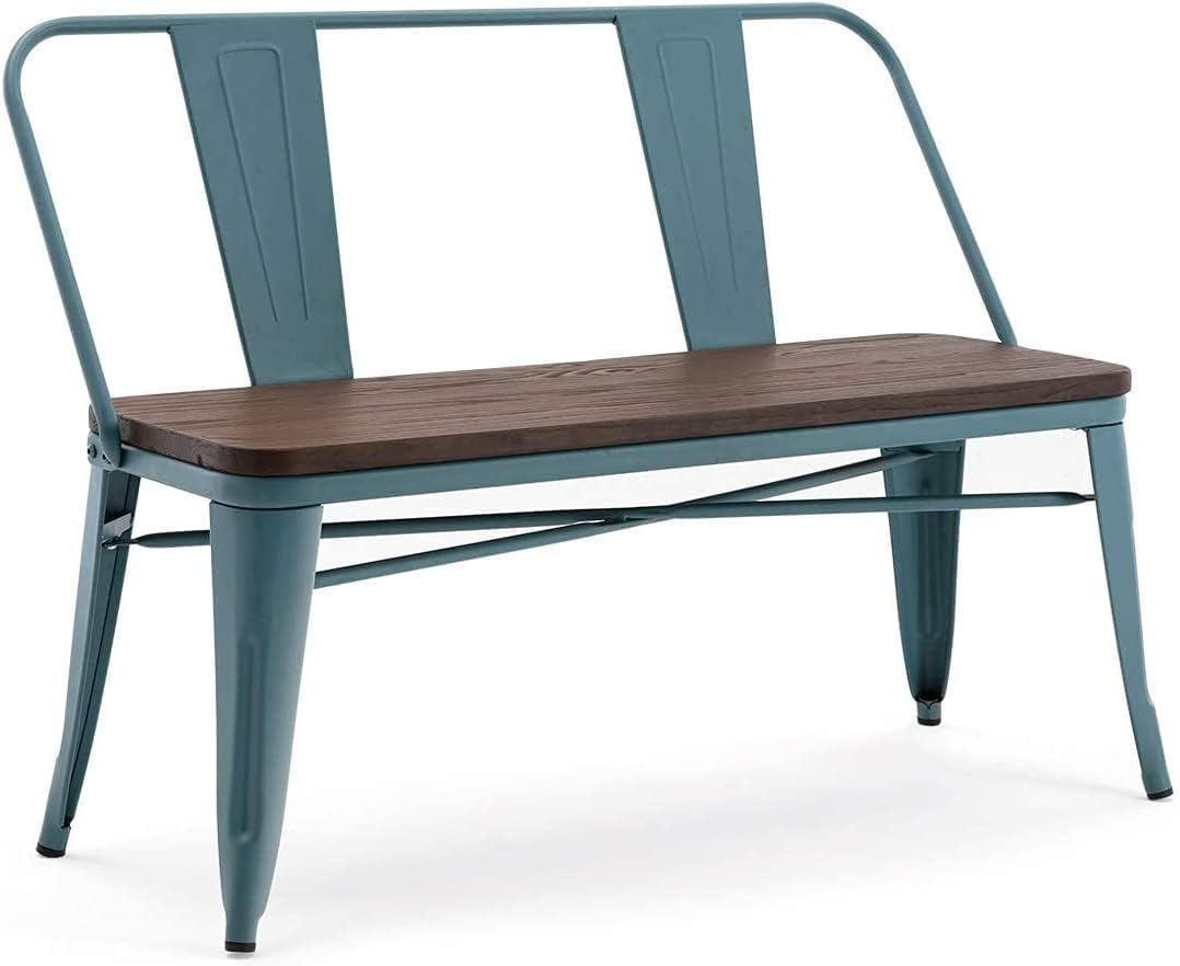 Amazon.com - Creative Co-Op Grey & Brown Galvanized Metal Bench - Table ...