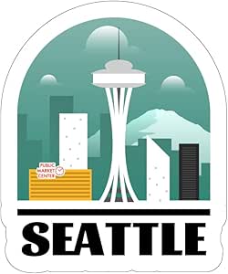 Amazon.com - Seattle Skyline, 3 inch Sticker, S504 (Waterproof Vinyl ...