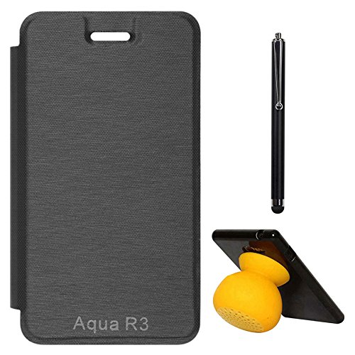 DMG PU Leather Flip Cover Case for Intex Aqua R3 (Black) + Bluetooth ...