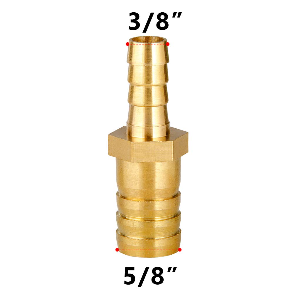 Snapklik.com : Quickun Brass Hose Barb Reducer 5/8" To 3/8" Barbed ...