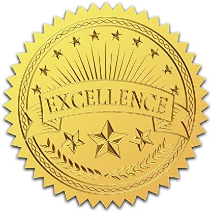 Amazon.com: CRASPIRE 2" Gold Foil Embossed Stickers Excellence Star ...