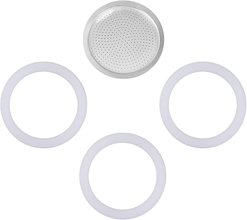 wedrink 1 Filter and 3 Silicone Moka Pot Gasket Seals Replacement for ...