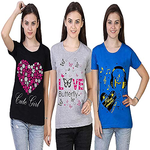 Buy VEERAA CLOTHING Women's Classic Fit T-shirt (Set of 3) (VRCWMCMB007 ...