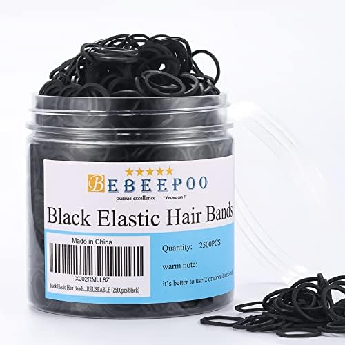 Amazon.com : Mini Rubber Black Elastic Hair Ties Bands with a Box ...