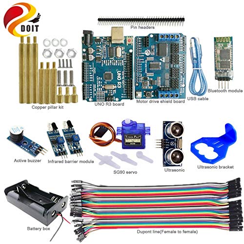 Doit Bluetooth Control Tracking Obstacle Avoidance Kit With Arduino Uno