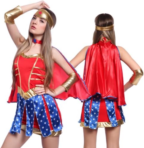 Ladies Superhero Costume Supergirl Wonder Woman Style Costume : Amazon ...