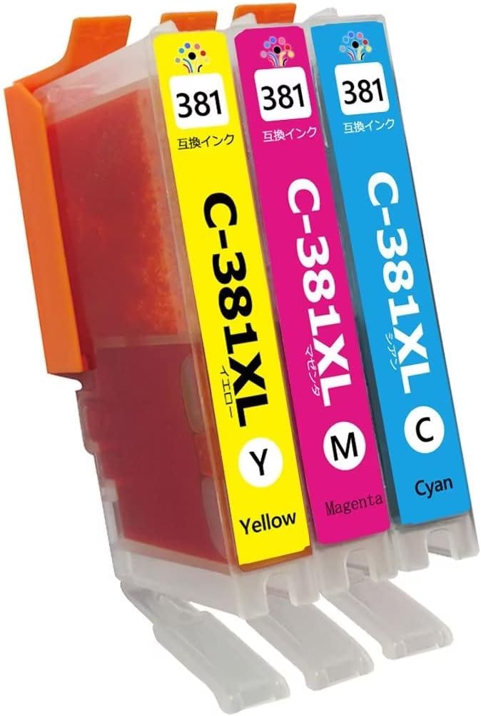 Amazon.co.jp: 381 380互換インクカートリッジCanonキャノンBCI-381XLC BCI-381XLM BCI-381XLY各1個計3本セット対応機種:TS8430 ...