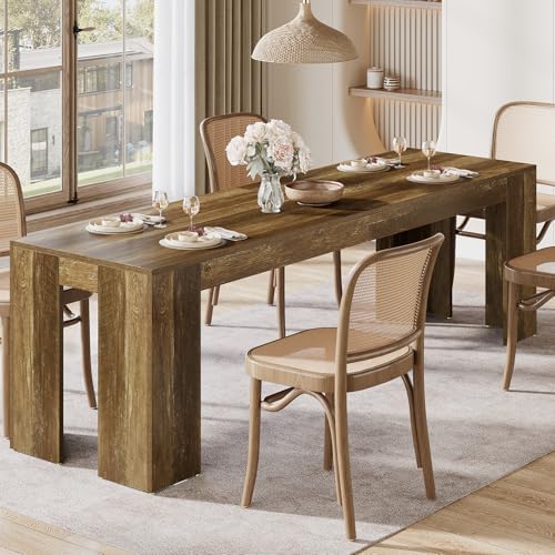 Amazon.com - Tribesigns 86.6'' Dining Table for 6-8 People, Rustic Wood ...