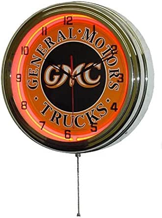 GMC GENERAL MOTORS TRUCKS 15" NEON WALL CLOCK GARAGE LOGO EMBLEM SIGN ...