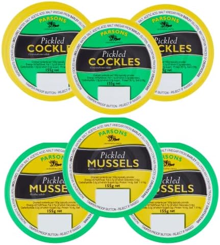 Parsons Pickled Cockles 155g X 3 and Parsons Pickled Mussels 155g X 3 ...
