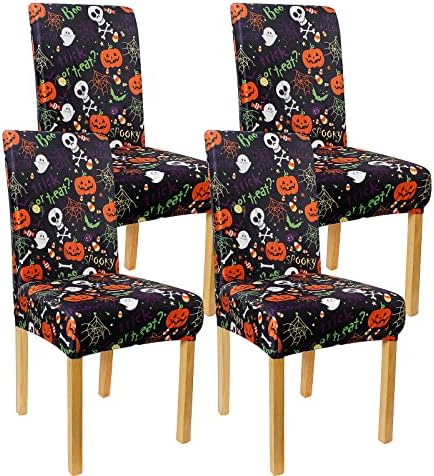Amazon.com: Whaline 4 Pack Halloween Chair Covers Spooky Chair Back ...