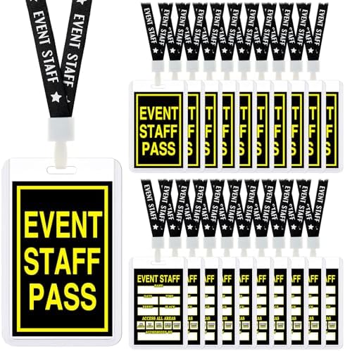 36 Sets Event Staff Pass Lanyard with Pass Card and Clear Plastic Badge ...