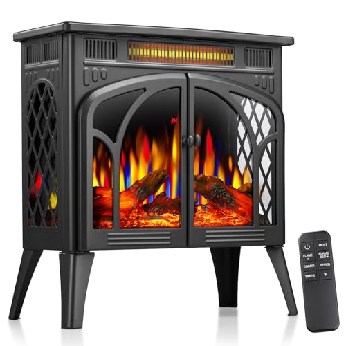 ZAFRO 24" Freestanding Electric Fireplace Stove with Remote Control ...
