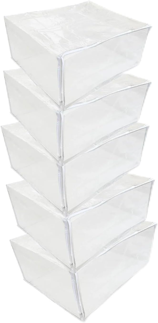 Amazon.com: Set of 5 Clear Vinyl Zippered Storage Bags 22 x 18 x 7.5 ...