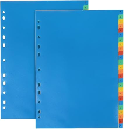 File Dividers, FOME 2 Pack Multicolor Binder Tab Dividers A4 for 3 Ring ...