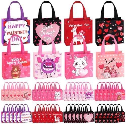 Amazon.com: Capoda 48 Pcs Valentines Gift Bags Reusable Tote Bags with ...
