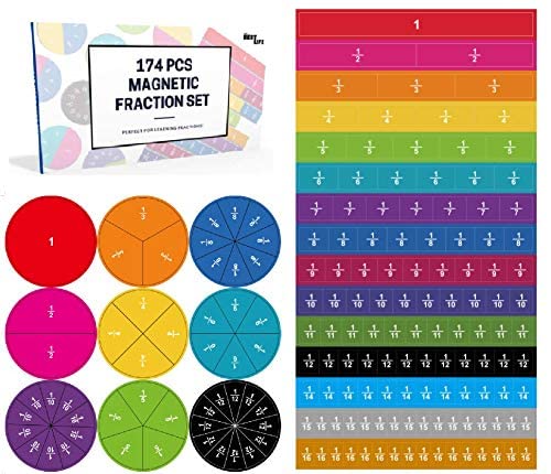 145pcs Magnetic Fraction Tiles & Circles Magnet Set for Kids : Amazon ...