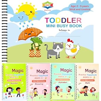 Buy OMNY Toddler Mini Busy Book (10 in 1) and Magic Practice Copy Book ...