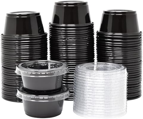 Amazon.com: [130 Sets - 2 Oz ] Black Plastic Portion Cups, Jello Shot ...