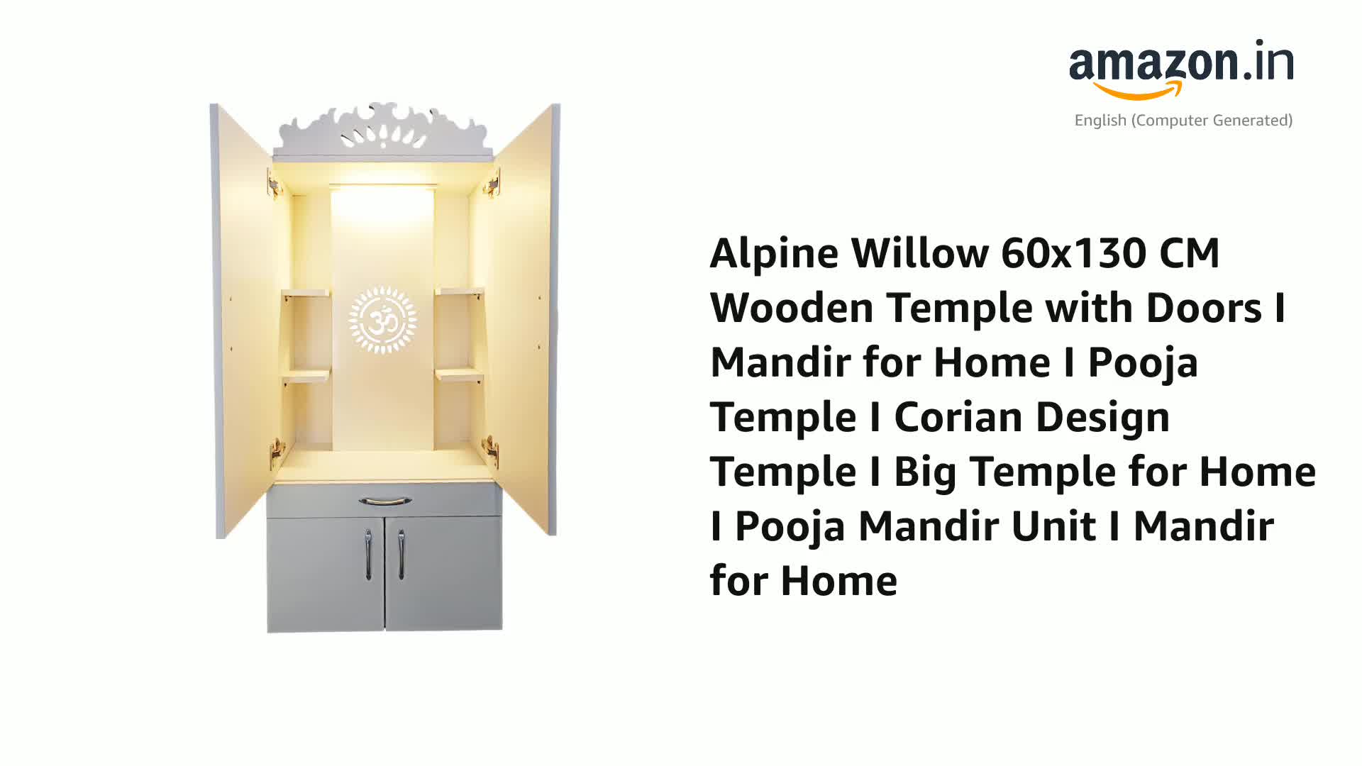 Watch Alpine Willow 60x130 CM Wooden Temple with Doors I Mandir for ...