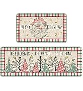 Amazon.com: Tailus Merry Christmas Believe Kitchen Rugs Set of 2, Xmas ...