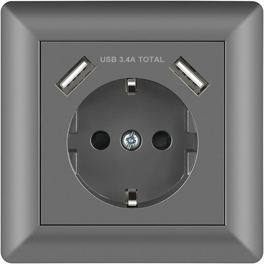 Prise USB - Gris - Système 55 - Prise encastrée - Avec port USB ...