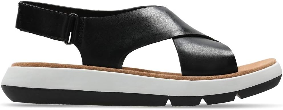 Amazon.com | Clarks Women's Jemsa CrossSlide Sandal, Black Leather, 5.5 ...