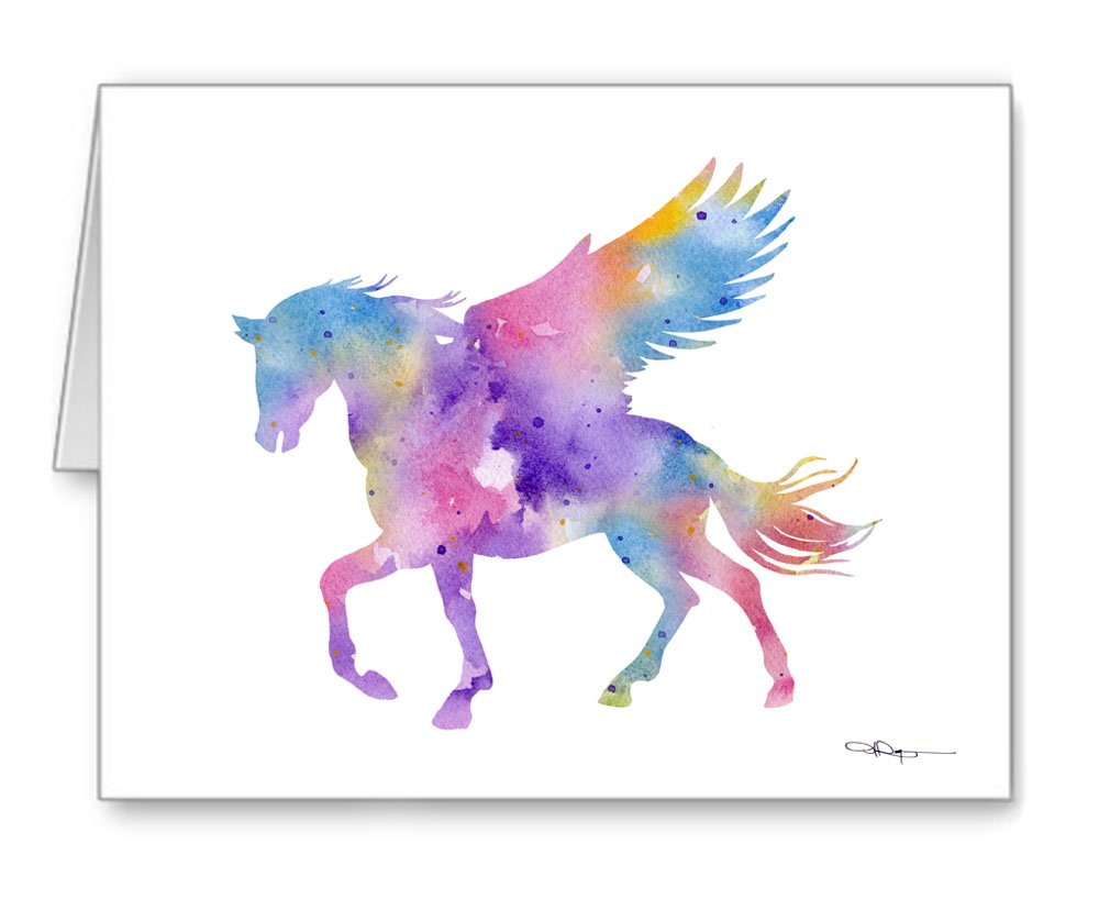 Amazon.com : Pegasus Set of 10 Art Note Cards by Watercolor Artist DJ ...